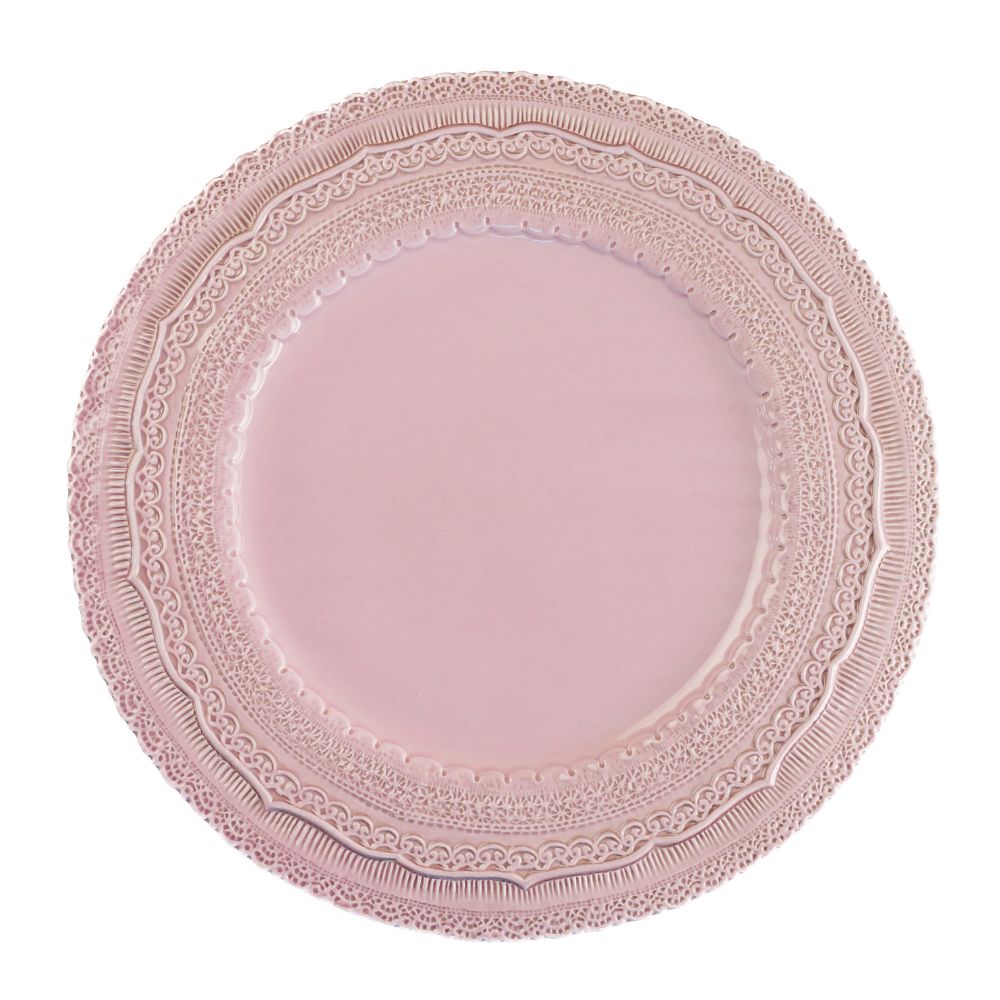 Finezza Rosa Pink Charger - Italian Ceramic Lace Charger Plate | Arte ...