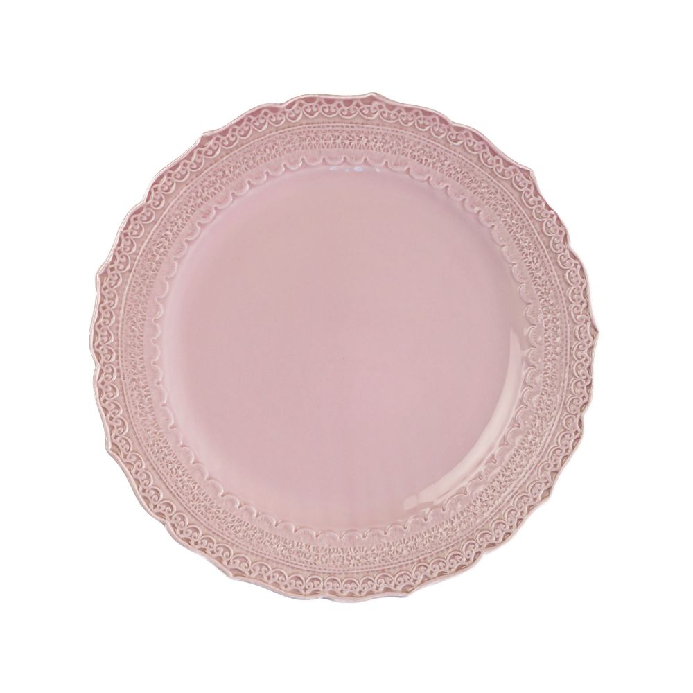 Finezza Rosa Pink Dinner Plate - Italian Ceramic Lace Dinnerware | Arte ...
