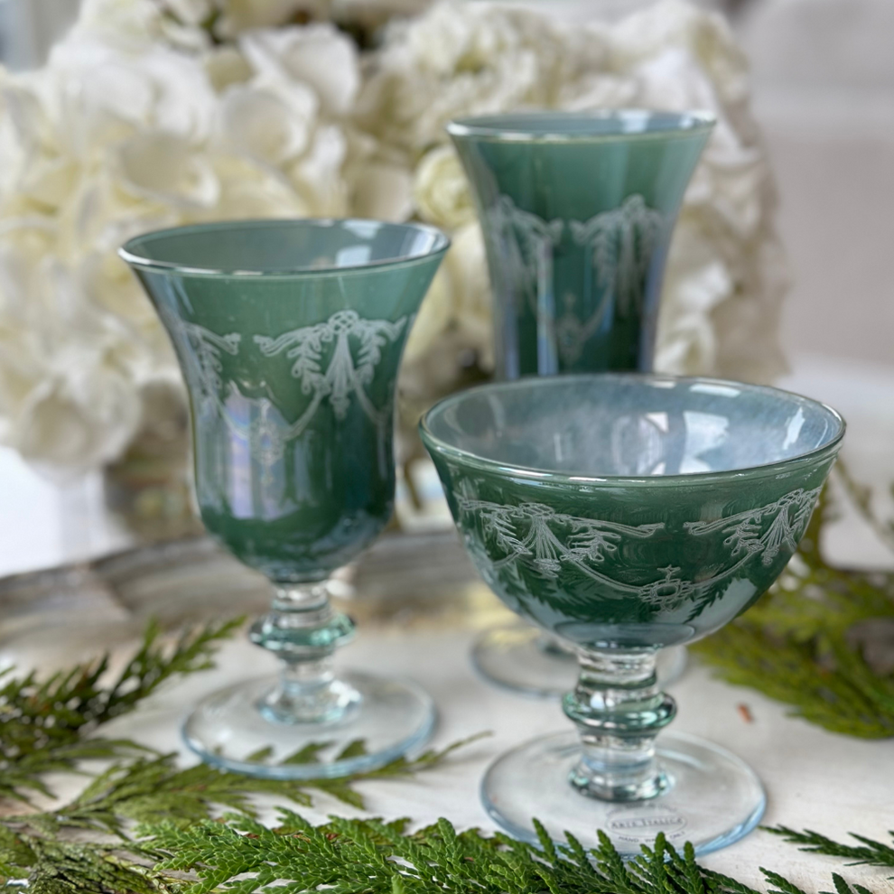 Rialto Borghese Etched Champagne Flute | Victorian Italian Glass | Arte ...