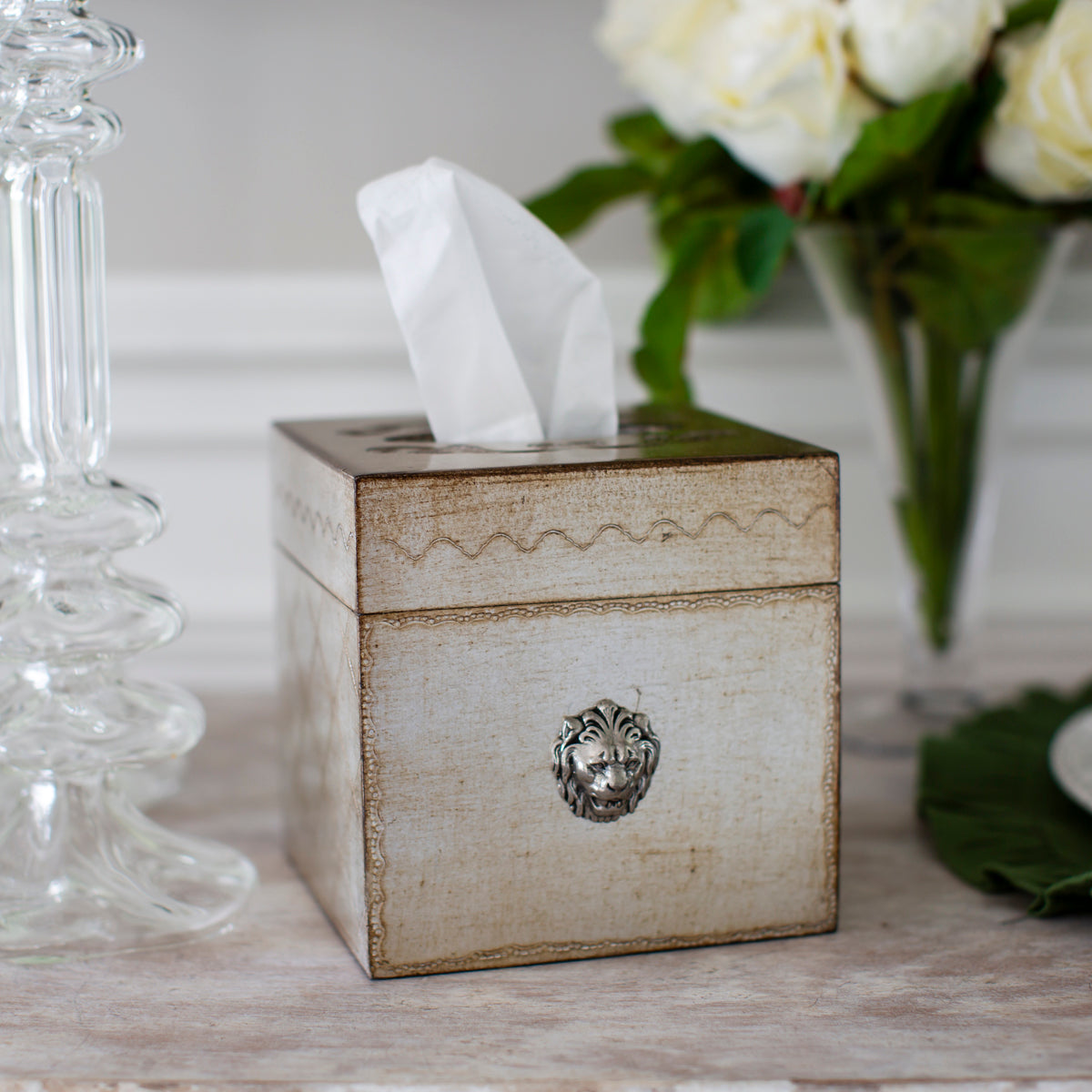 Florentino Leone Wooden Tissue Box Cover | Made in Florence | Arte Italica
