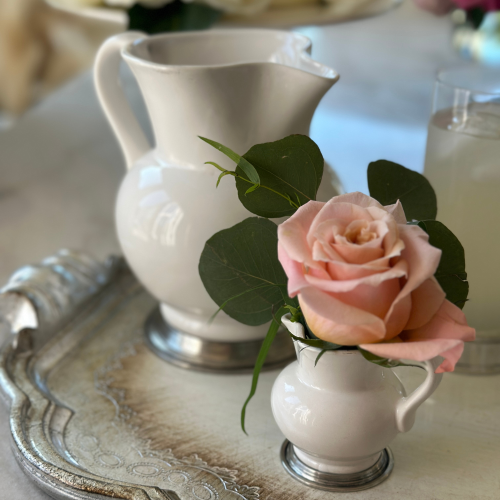 Tuscan Piccolo Pitcher | Handmade Italian Ceramic & Pewter Creamer ...