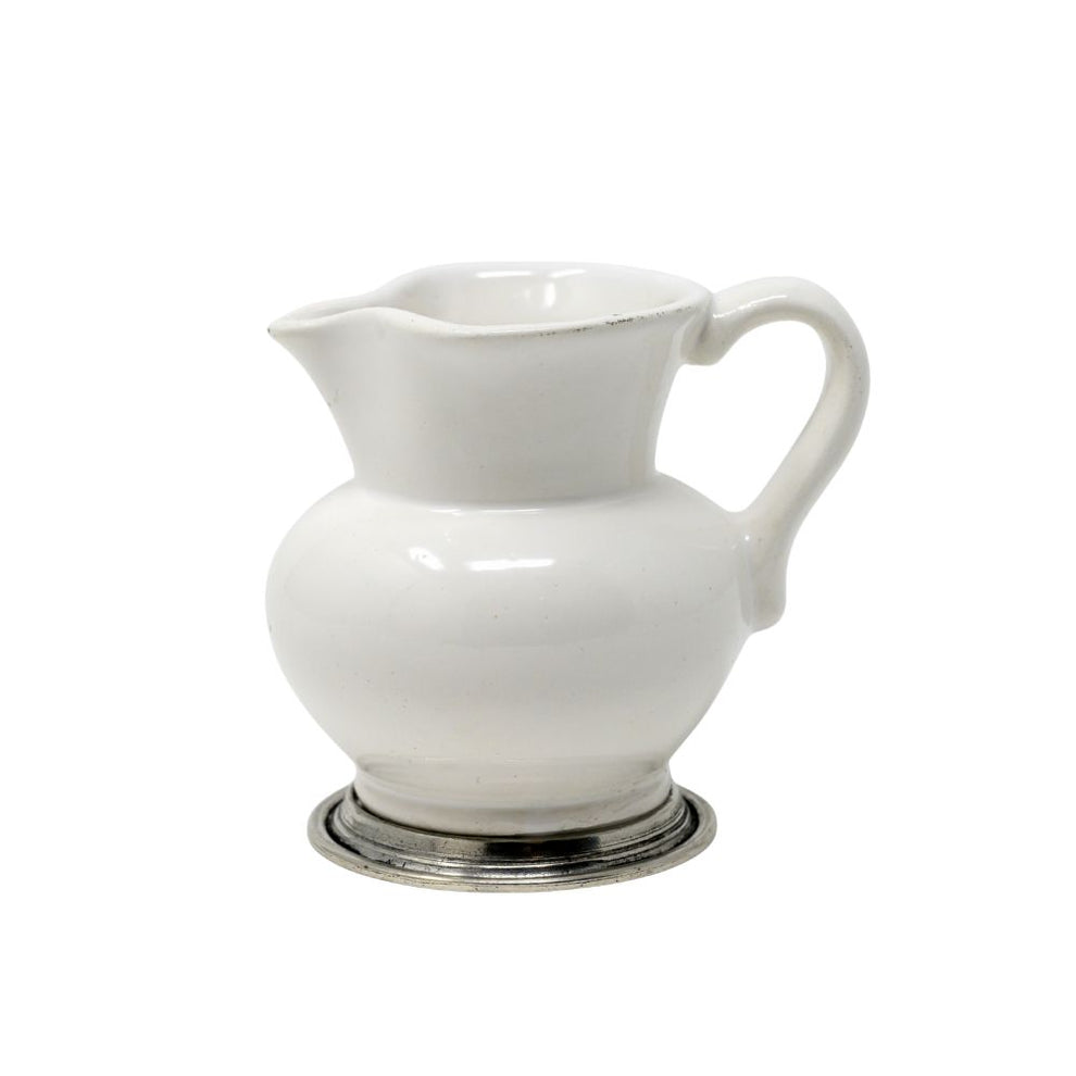 Tuscan Piccolo Pitcher | Handmade Italian Ceramic & Pewter Creamer ...