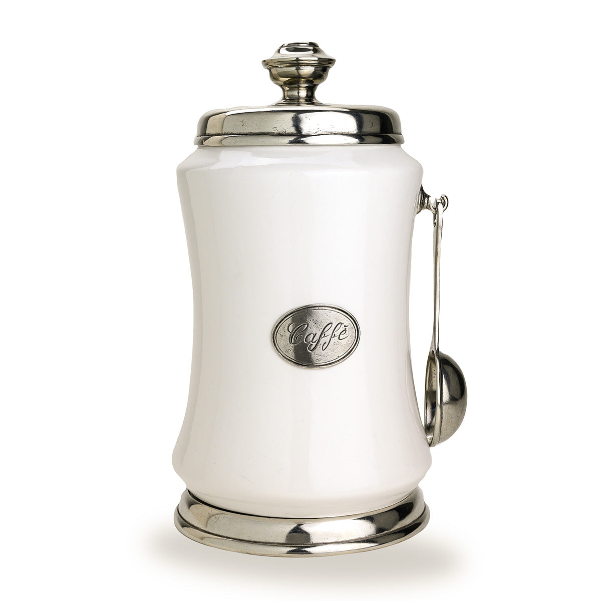 Tuscan Coffee Canister with Spoon | Italian Ceramic & Pewter | Arte Italica